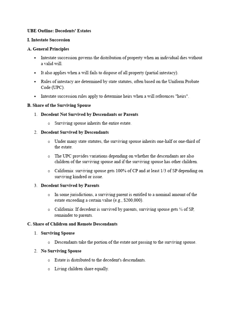 Trust, Wills, & Estates Outline | PDF | Will And Testament | Intestacy