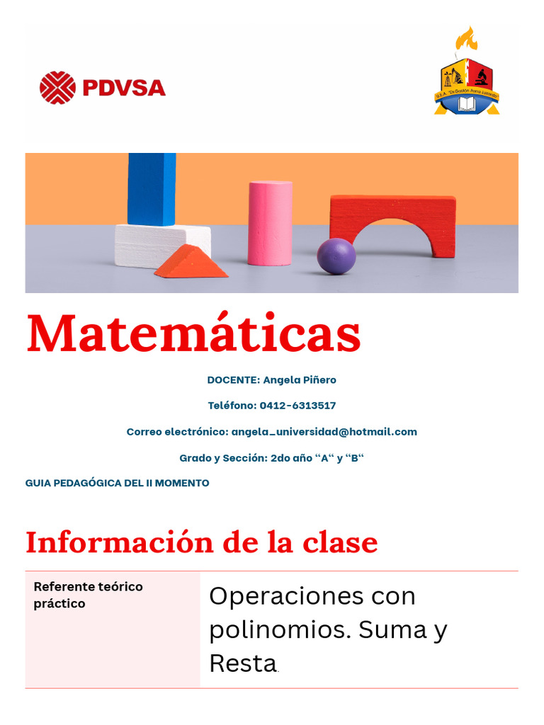 Matemáticas 2doa Año A 1 - 20250122 - 011544 - 0000 | PDF | Sustracción ...