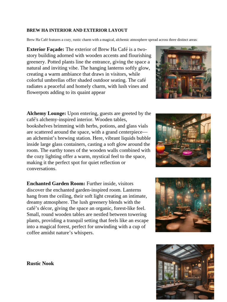 Brew Ha Café: Cozy Layout & Unique Brews | PDF | Coffee | Alchemy
