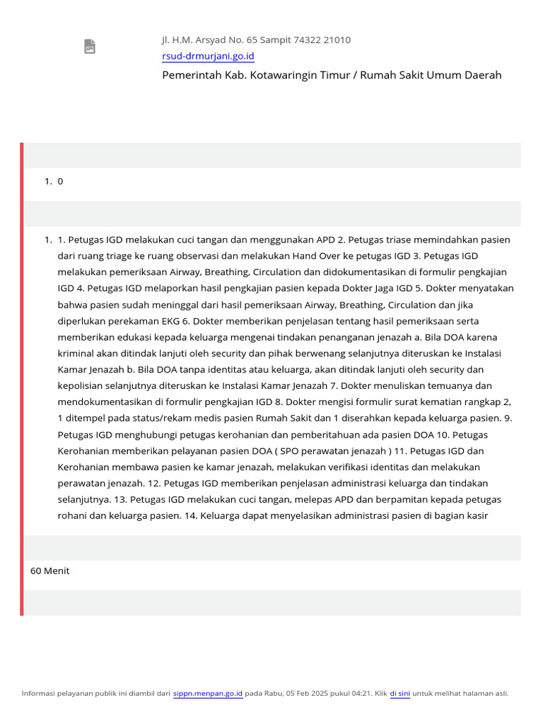 Unduh Standar Pelayanan - Standar Pelayanan Pasien Triase Hitam | PDF