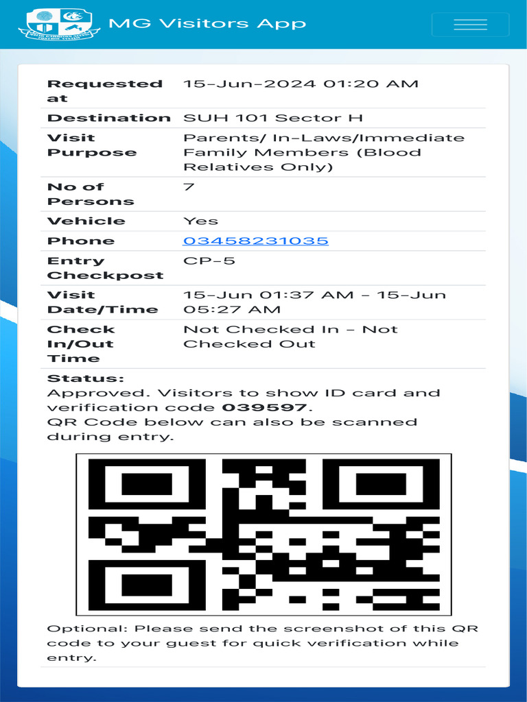 MG Visitors App Entry Approval | PDF