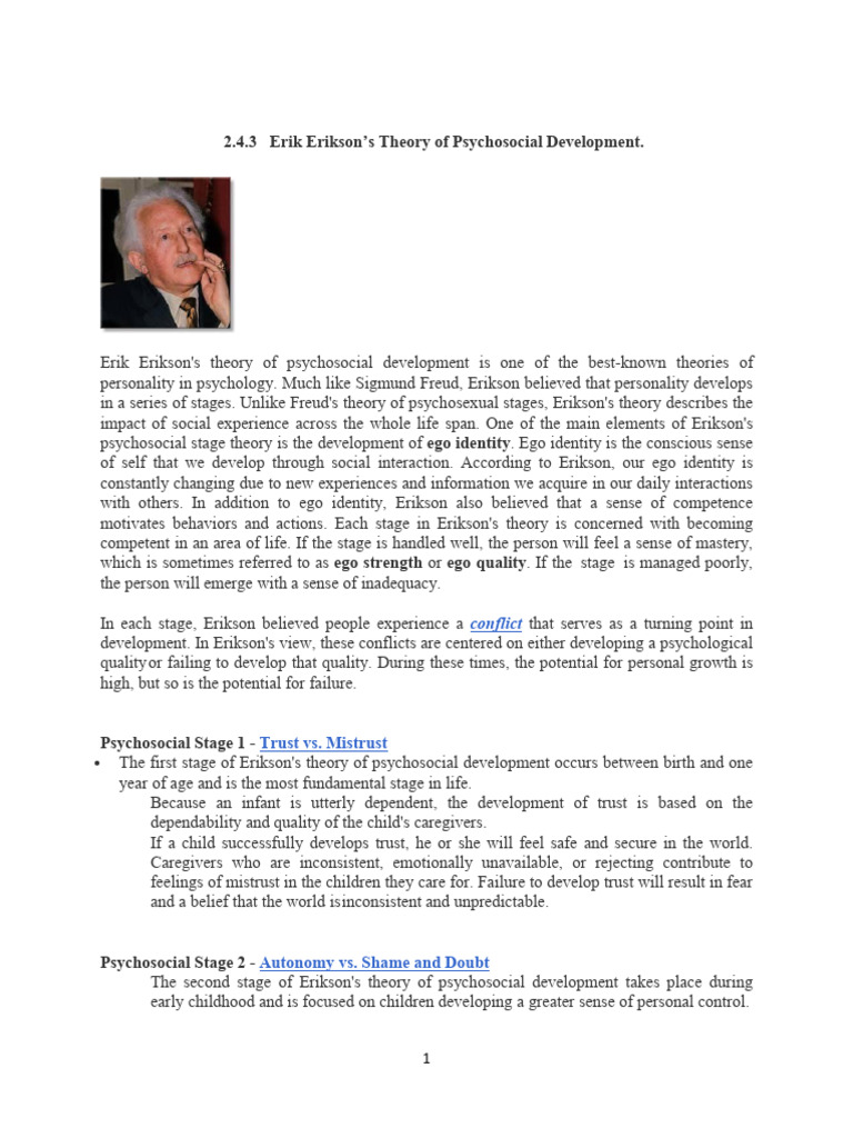 3 Erik Erikson | PDF | Psychology | Behavioural Sciences
