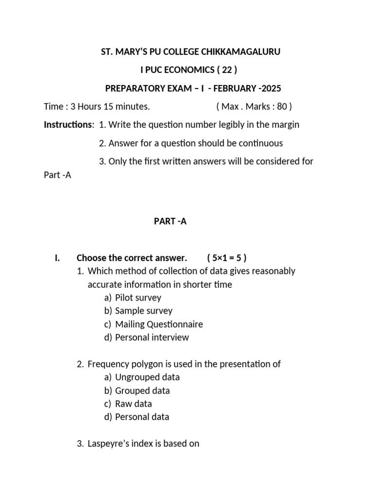 First Puc Preparatory CA Batch 2025 | PDF | Mean | Arithmetic Mean