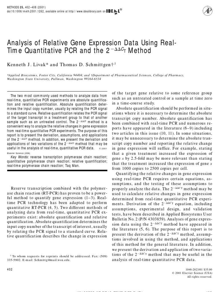 Analysis of Relative Gene Expression Data Using Real Time QPCR | PDF