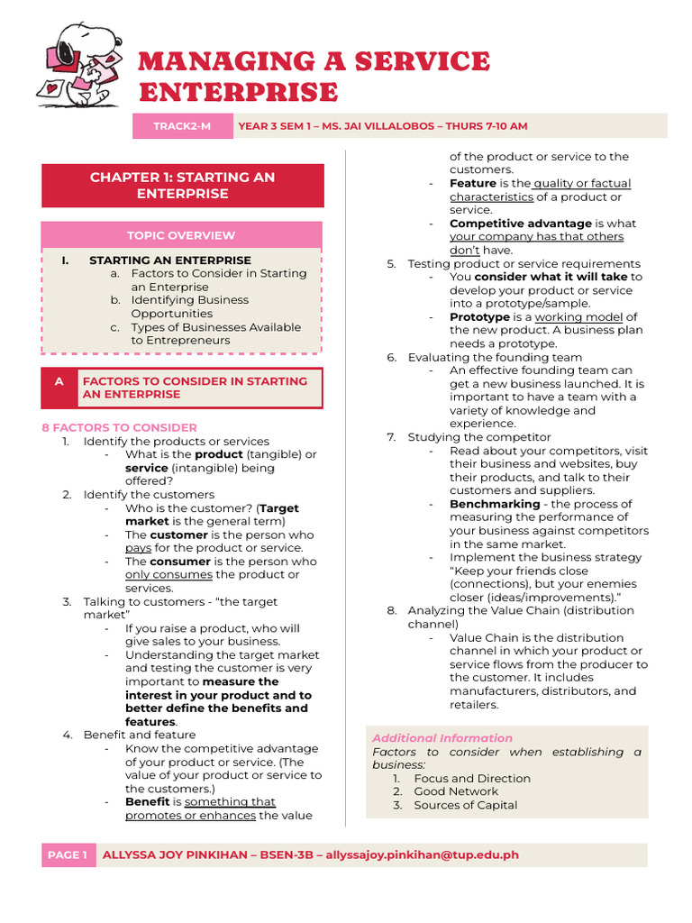 Managing A Service Enterprise W1 | PDF | Outsourcing | Business