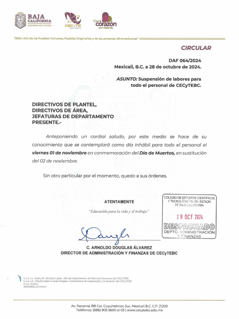 CIRCULAR DAF 064 NOVIEMBRE | PDF