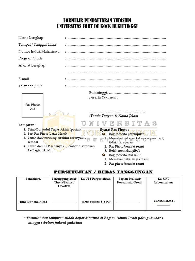 Form Yudisium Dan Wisuda | PDF