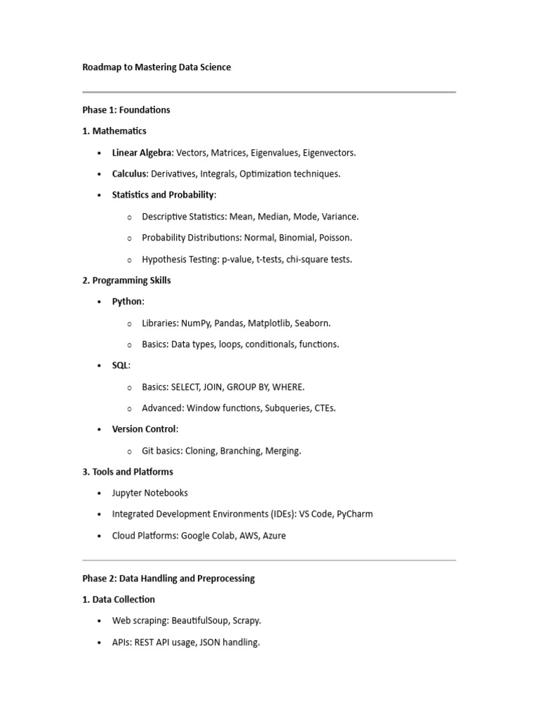 Data Science Mastery Roadmap Guide | PDF | Eigenvalues And Eigenvectors | Data Science