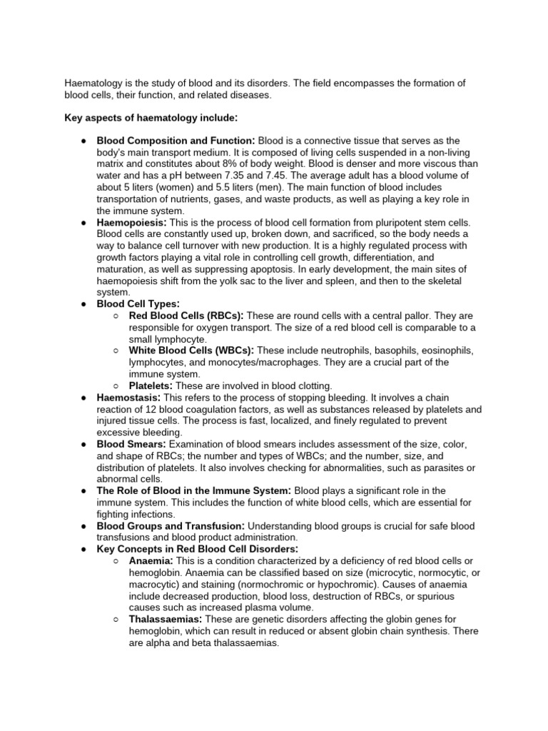 Haematology | PDF | Anemia | White Blood Cell