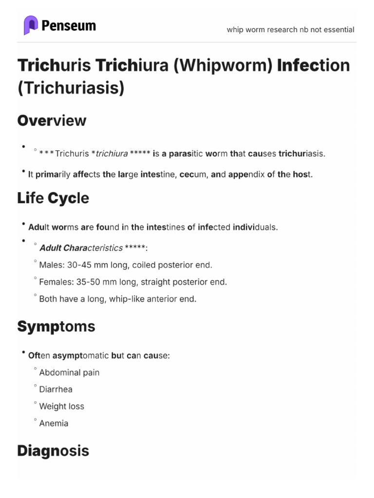 Whip Worm Research NB Not Essential | PDF