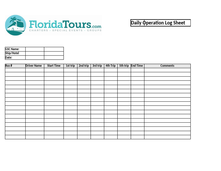 Daily Operation Log for Transport Services | PDF