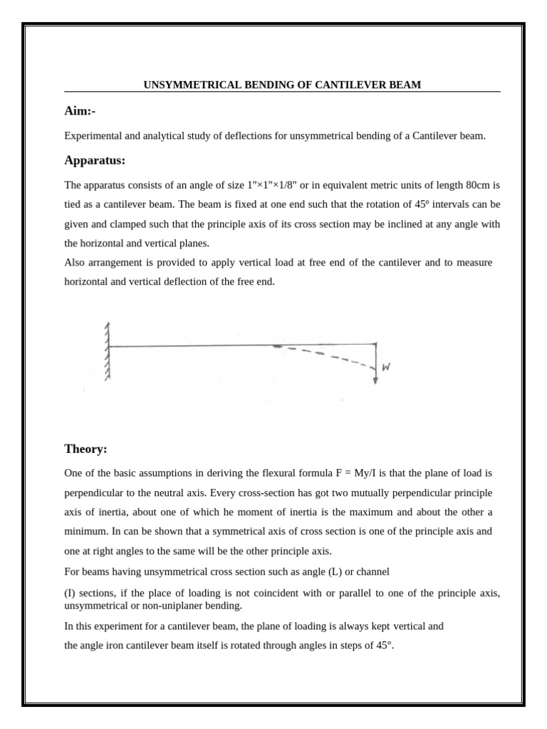 Unsymmetrical Bending in Cantilever Beams | PDF | Bending | Beam ...