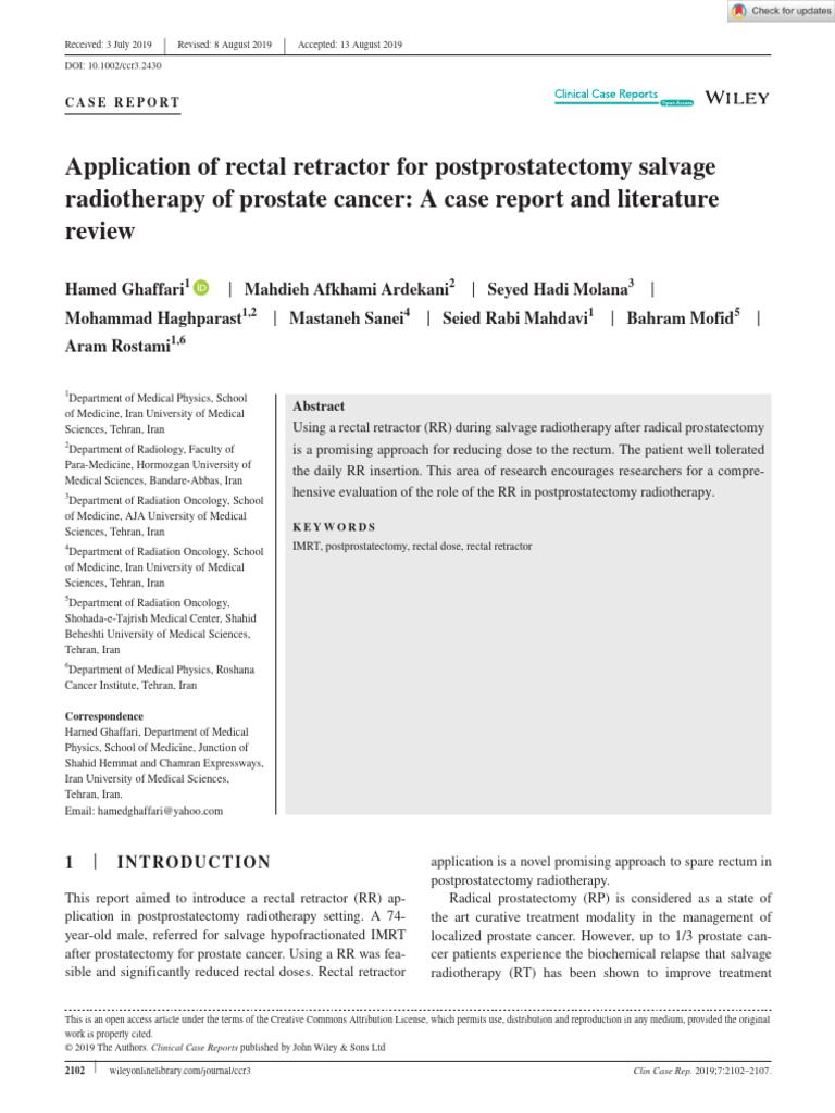 Clinical Case Reports - 2019 - Ghaffari - Application of Rectal ...