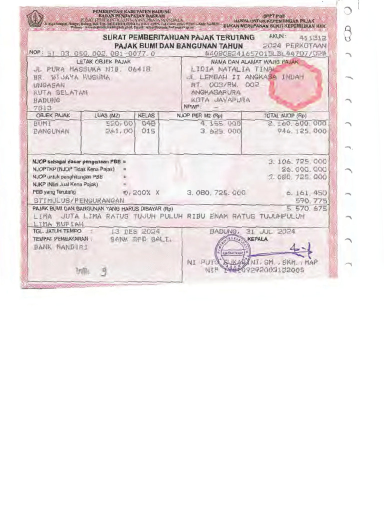 SPPT Villa Kk9 | PDF