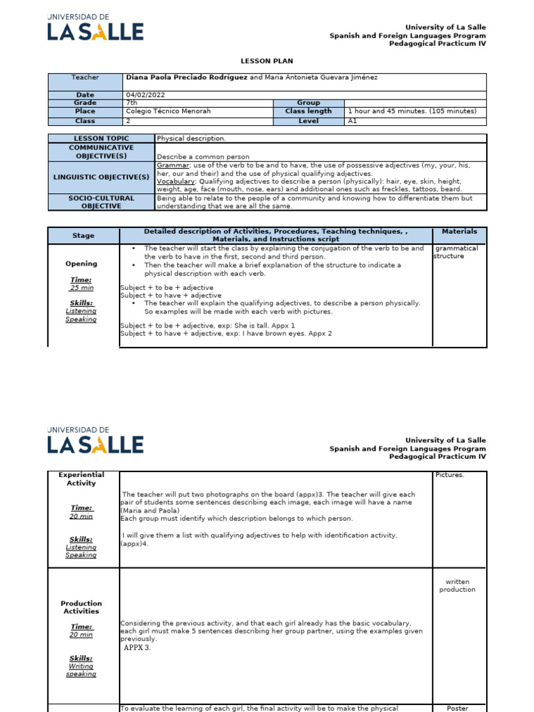 Lesson Plan 4 | PDF | Foreign Language | Verb