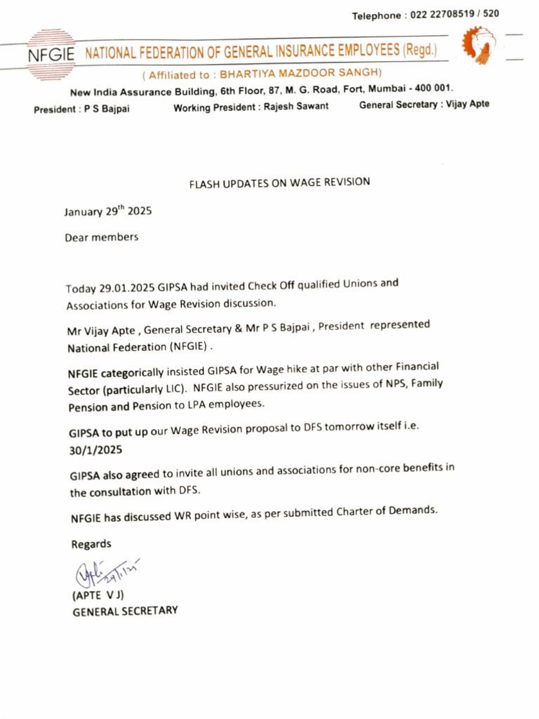 Wage Revision GIPSA Meeting 29.01.2025 | PDF