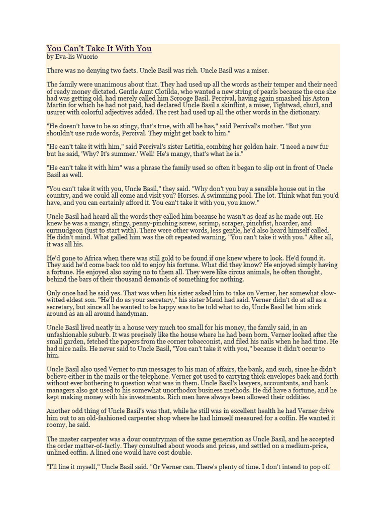Uncle Basil's Hidden Fortune | PDF