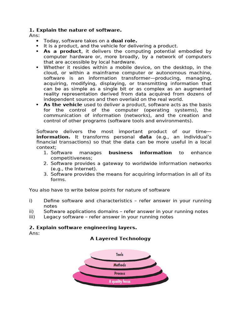 Nature of Software and SE Layers - Answers | PDF | Software | Information