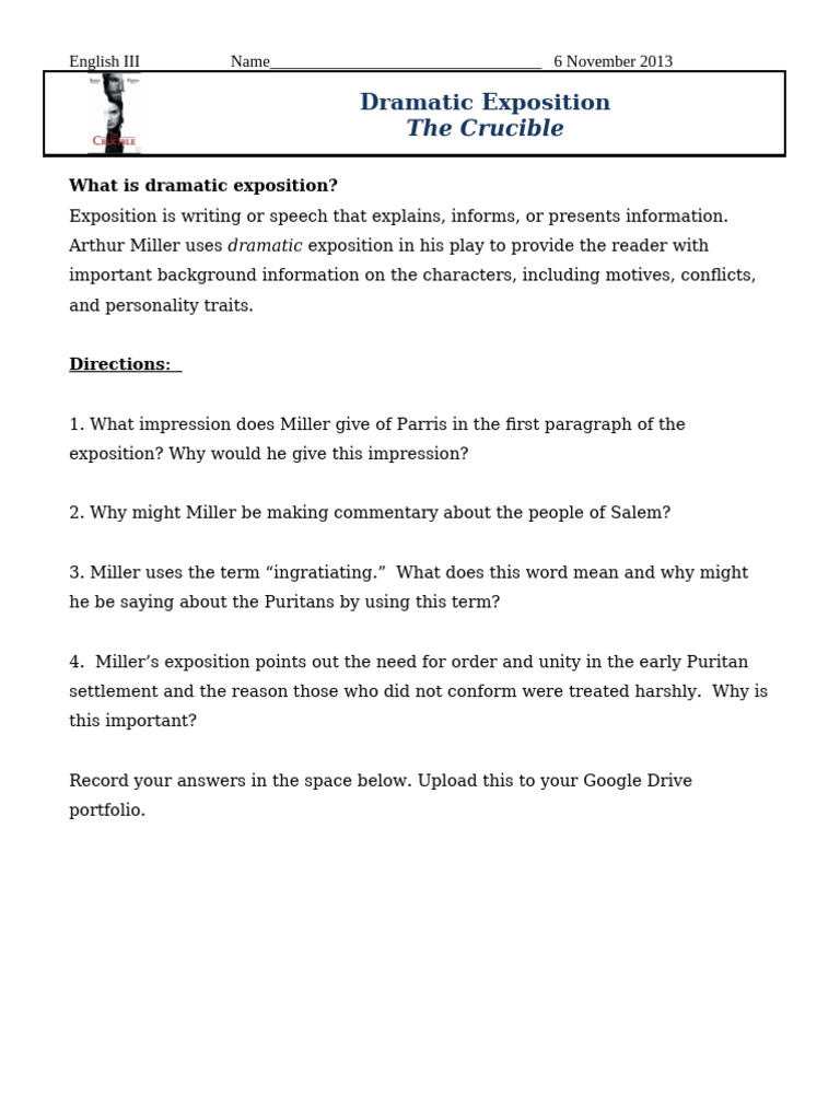 The Crucible Dramatic Exposition 11 (1) | PDF