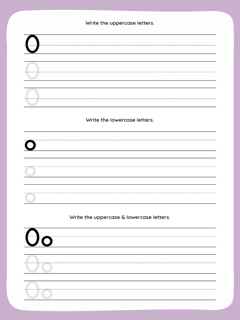 Purple Tracing Letter O for Octopus Worksheet | PDF