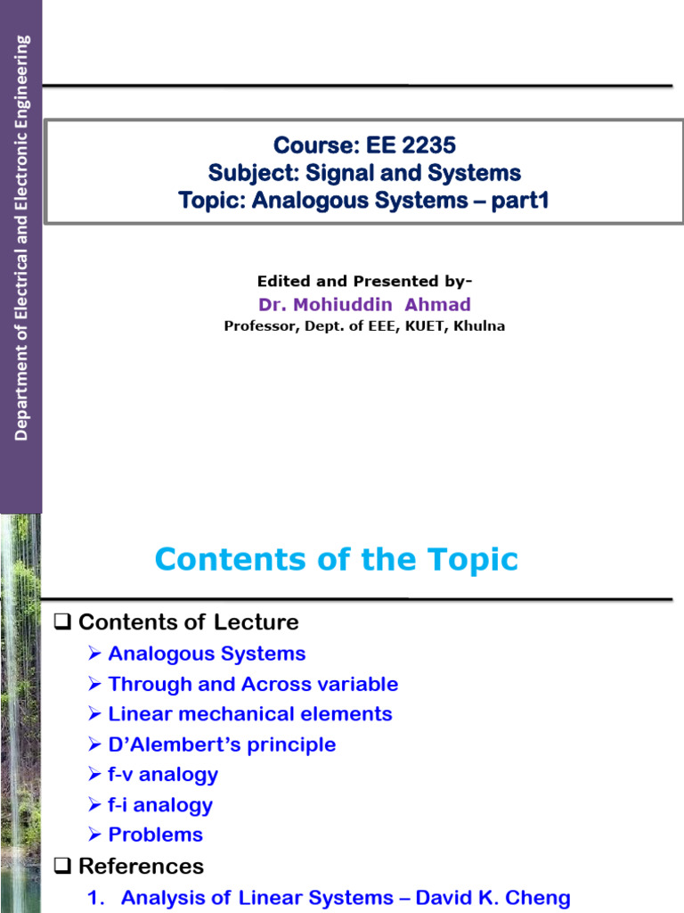 Lecture11. Ee2235.analogous Systems - Part1 | PDF | Torque | Force