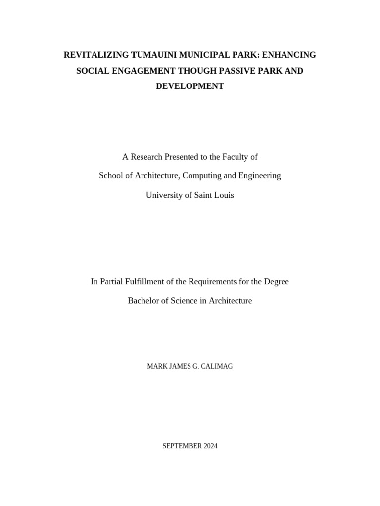 Thesis Manuscript Calimag Mark James G | PDF | Survey Methodology | Parks