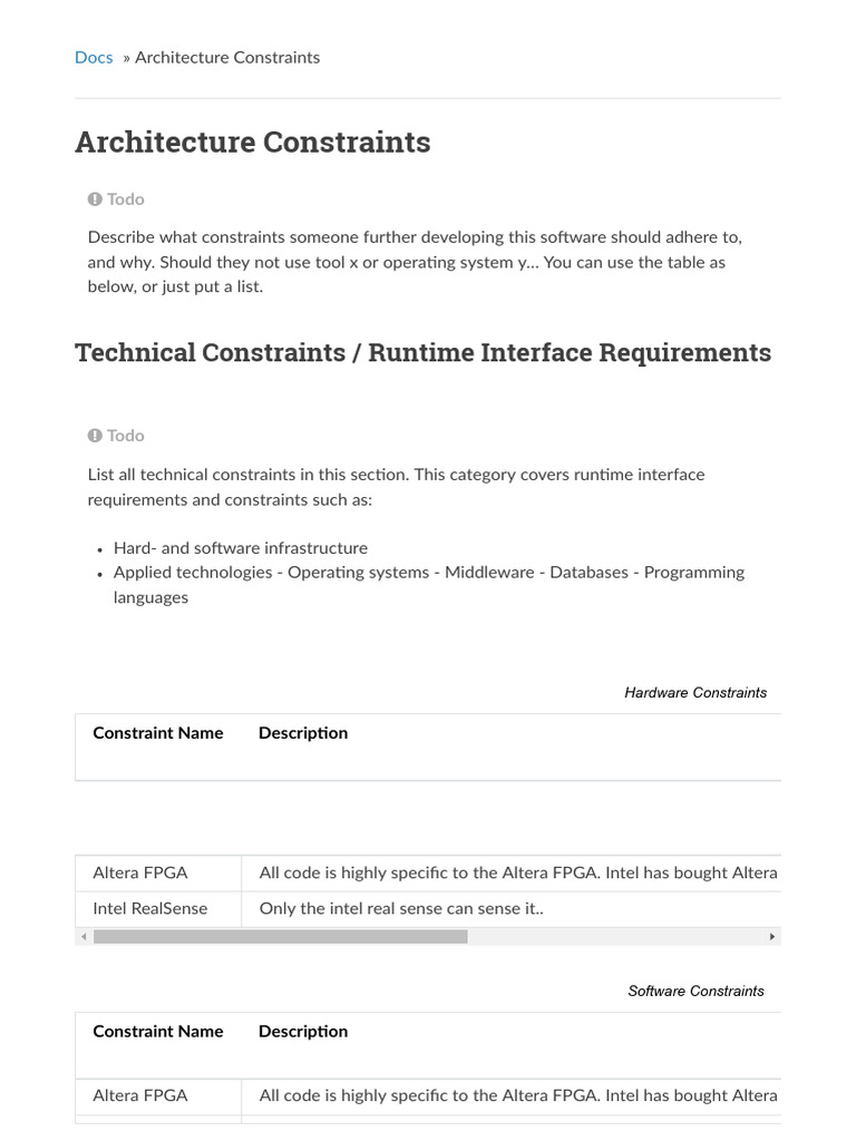 Architecture Constraints — Software Documentation Template 0.0 ...