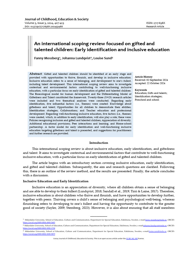 Early Identification in Inclusive Education | PDF | Inclusion ...