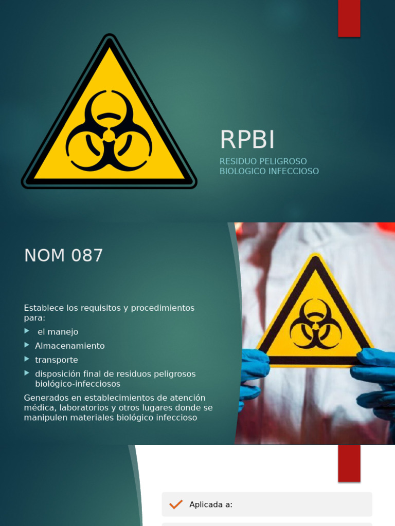 Manejo de RPBI según NOM 087 | PDF | Laboratorios | Sangre