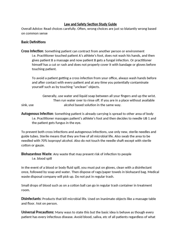 Law and Safety Study Guide | PDF | Hepatitis | Hiv/Aids