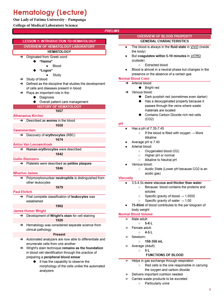 Hema311-Lecture (Prelims-Finals) | PDF | Haematopoiesis | Bone Marrow