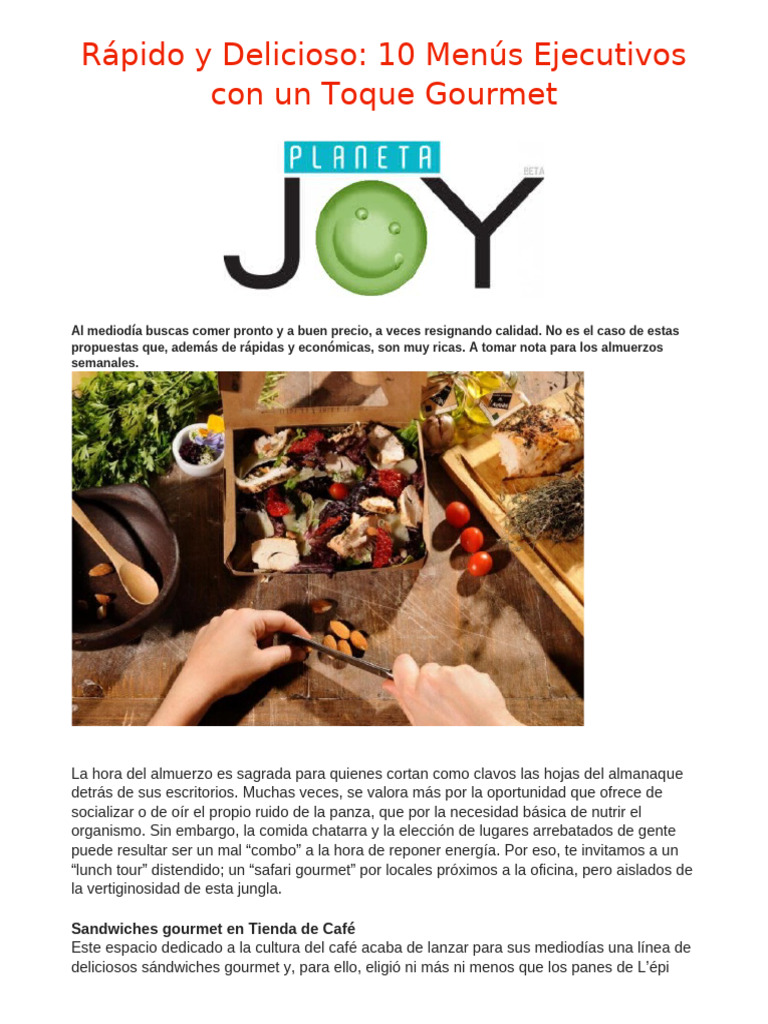 Menús Ejecutivos Gourmet Rápidos | PDF | ensalada | Pizza