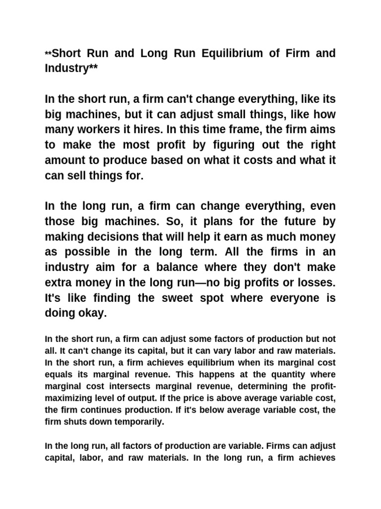 Short and Long Run Equilibrium Explained | PDF | Economic Equilibrium ...