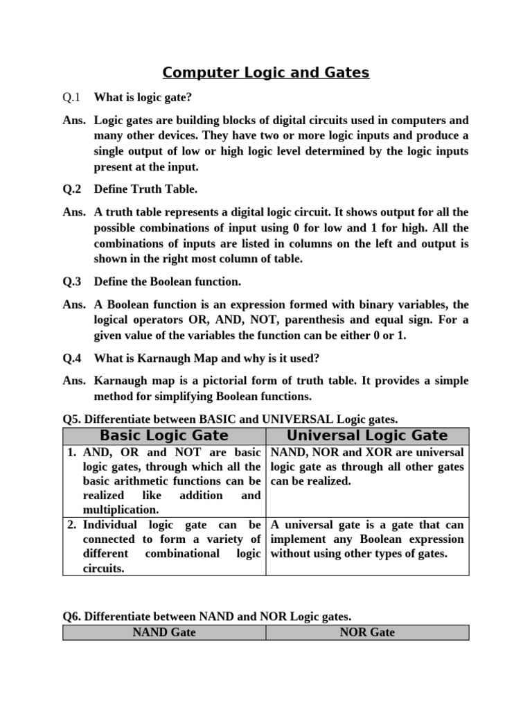 Logic and Gates | PDF
