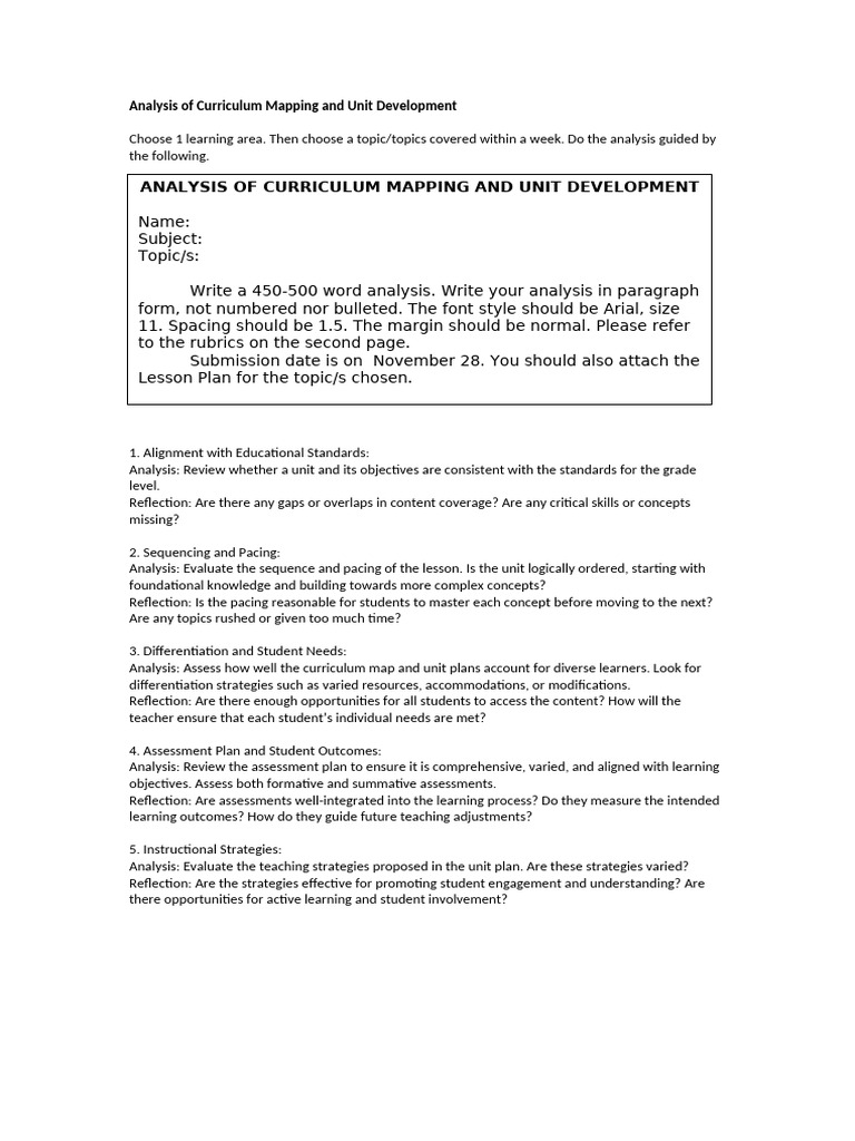 Curriculum Mapping Analysis Guide | PDF | Educational Assessment | Learning