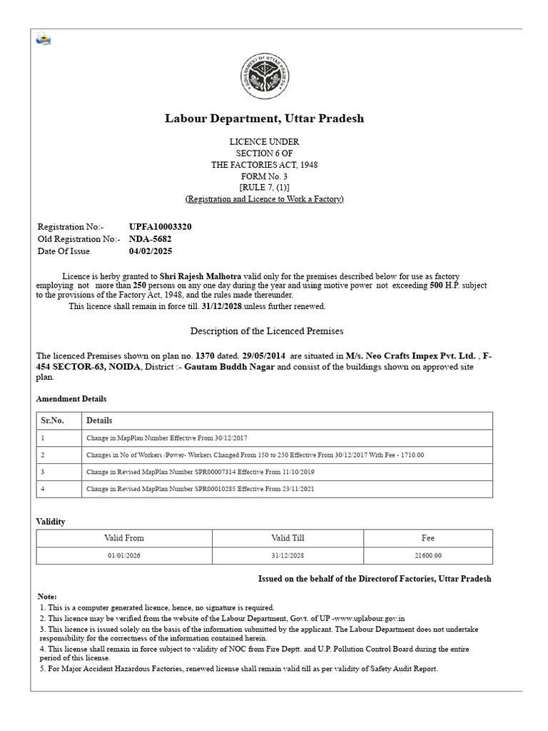 neo crafts f-454 factory license renewed | PDF | License | Justice