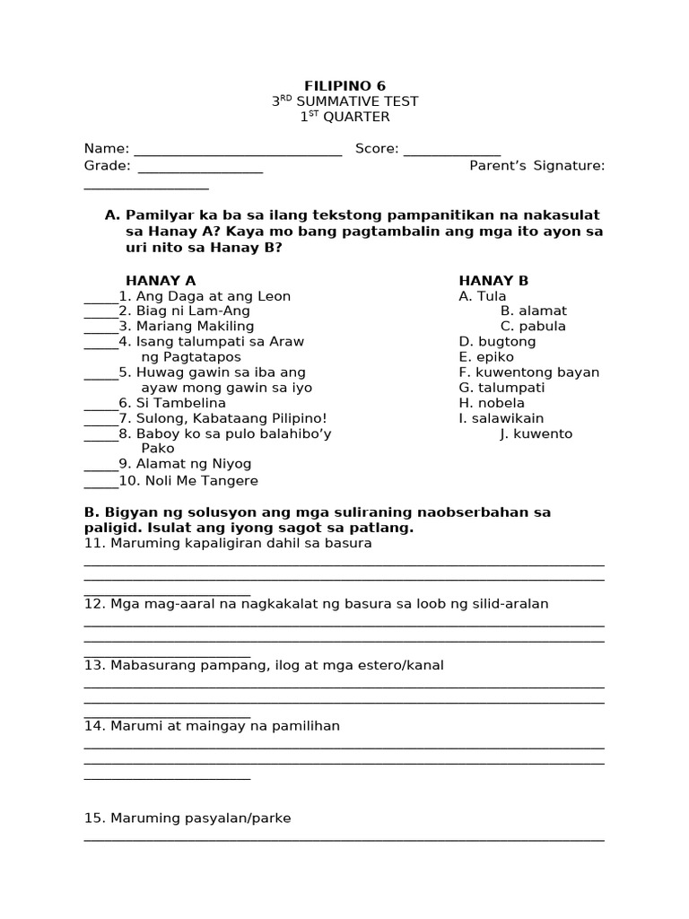 FILIPINO 6_ST3_Q1 | PDF