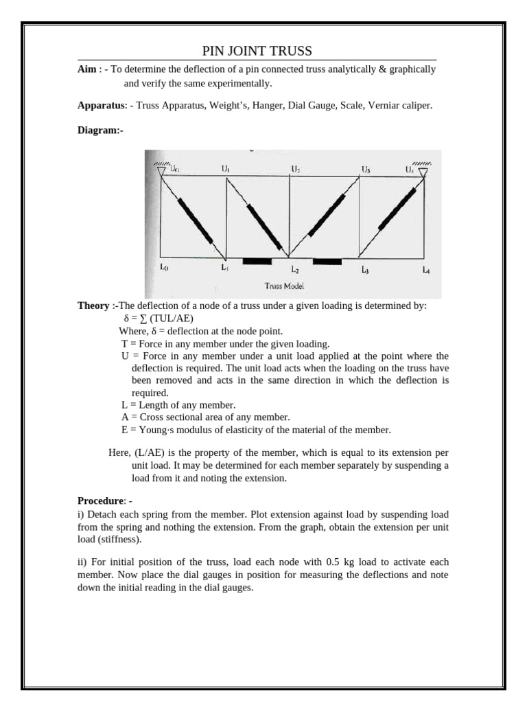 Truss Deflection Analysis Experiment | PDF | Truss | Physical Sciences