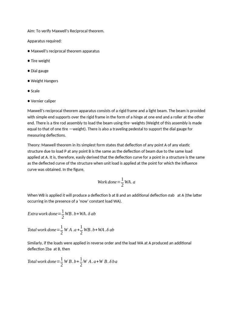 Clarke Maxwell Reciprocal Theorem | PDF | Beam (Structure) | Physics