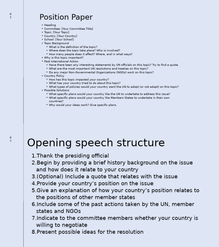 How to Write Position Paper&Opening Speech | PDF