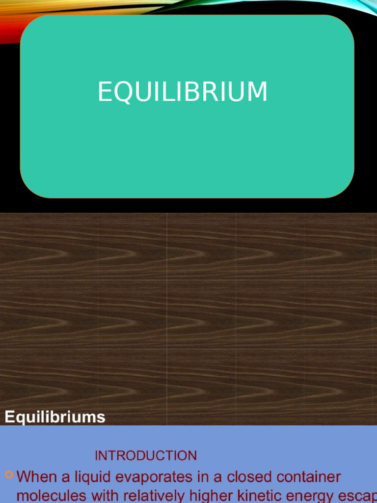 CH 7 Equilibrium | PDF | Chemical Equilibrium | Ph