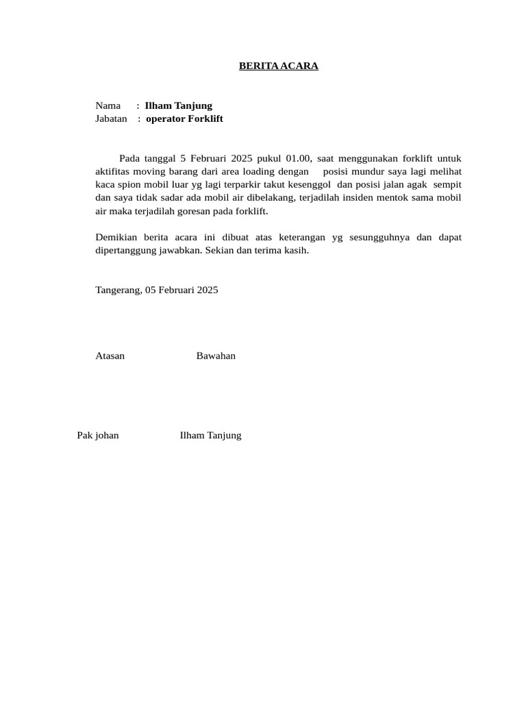 Berita Acara Ilham | PDF