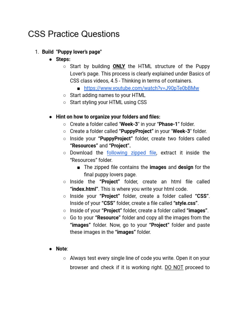 Week 3 Basics of Css Exercise | PDF