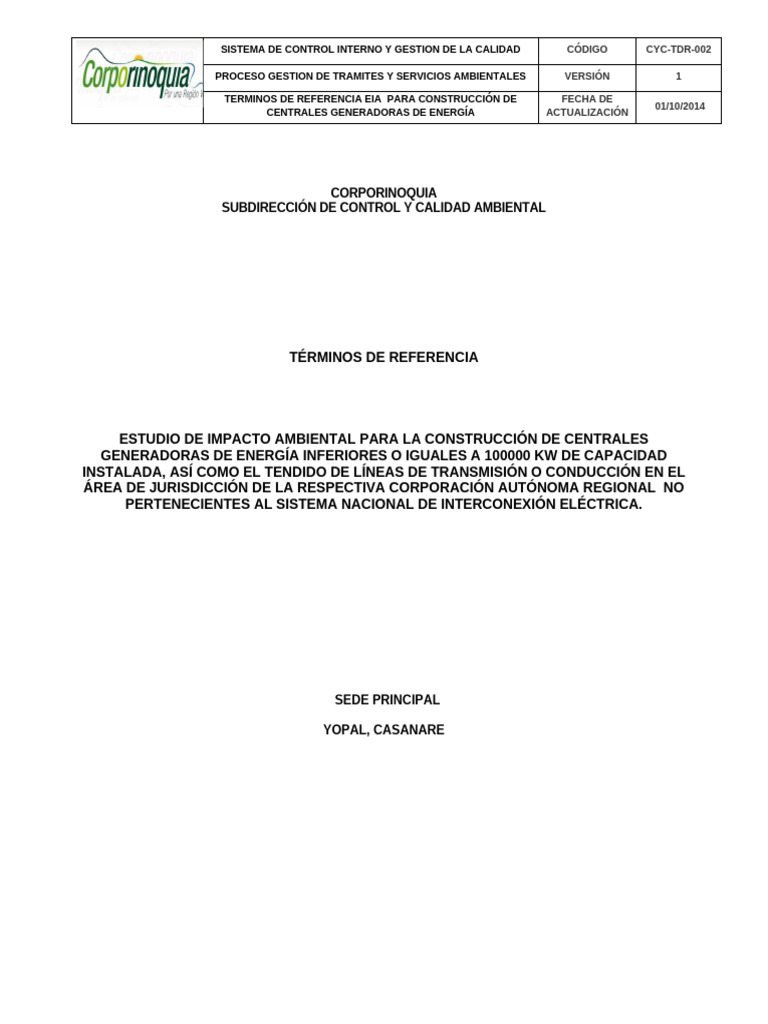 EIA para Centrales de Energía