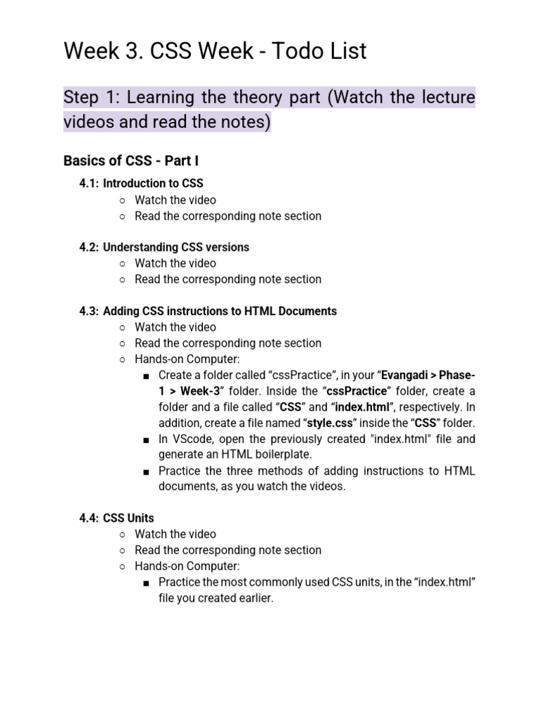 Week 3 Basics of Css Todo List | PDF | Html | Computer File