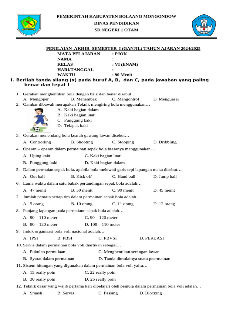Soal Sem 1 Kelas 6b | PDF