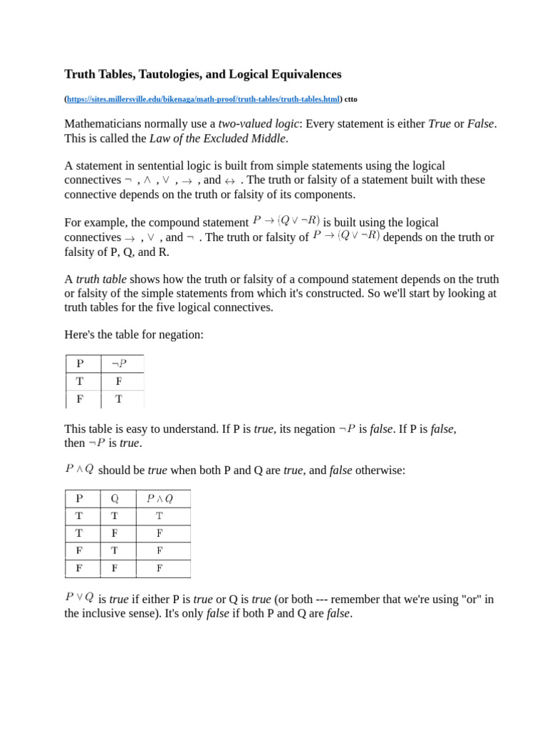 Creating Truth Table | PDF | Contradiction | Truth