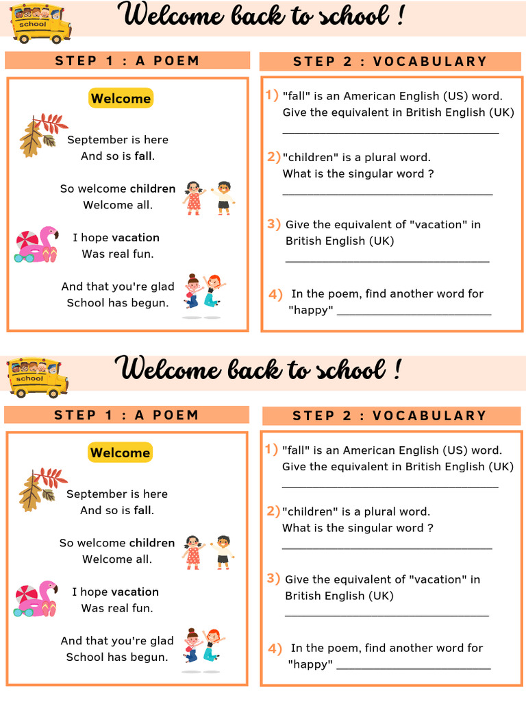 Welcome Back to School Activities | PDF