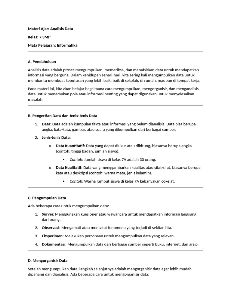 Kelas 7 Analisis Data | PDF