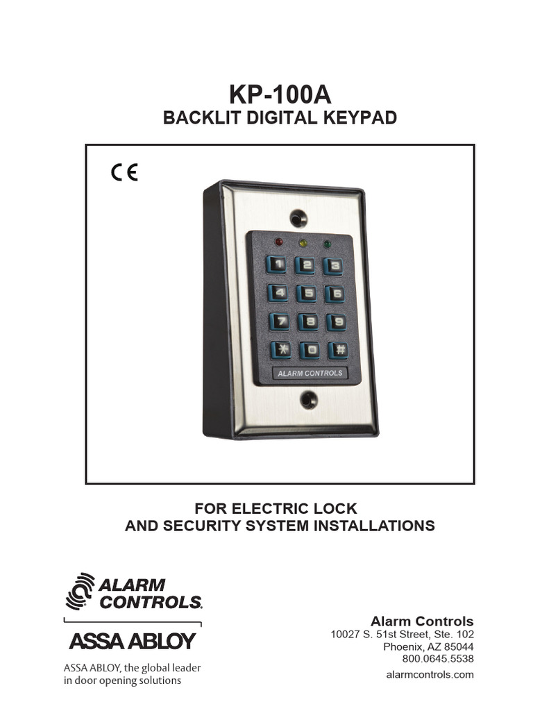 AC KP-100A Keypads Operating Manual | PDF | Switch | Access Control